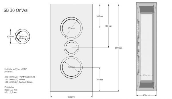 Lautsprecherbox SB 30 OnWall Passiv - Lautsprecher selber bauen by AD